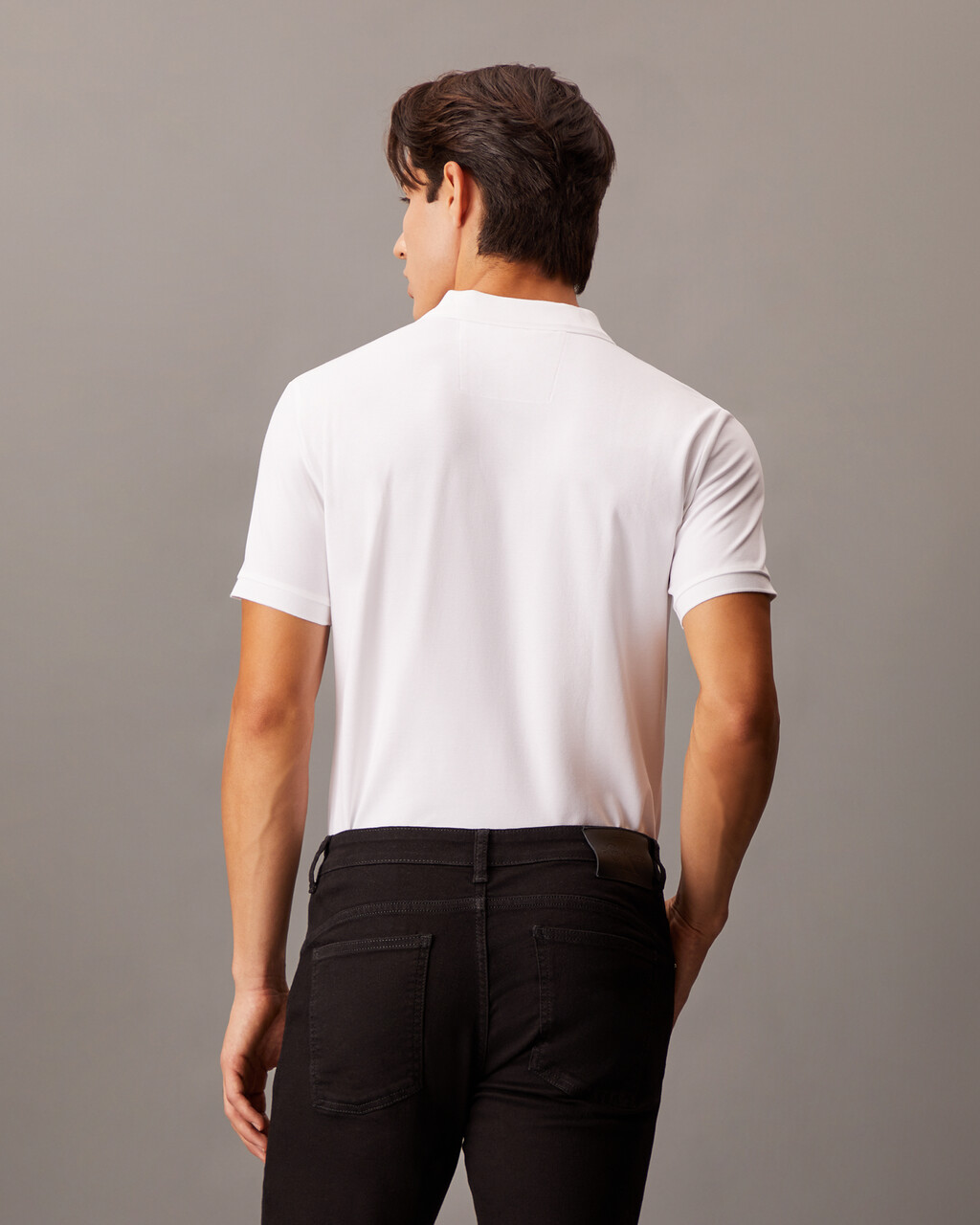Ck Badge Smooth Cotton Slim Polo Natural Calvin Klein Hong Kong